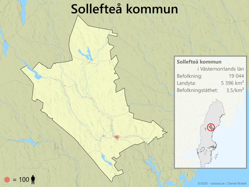 Sollefteå kommun karta över befolkningstäthet - Sarasas Maps